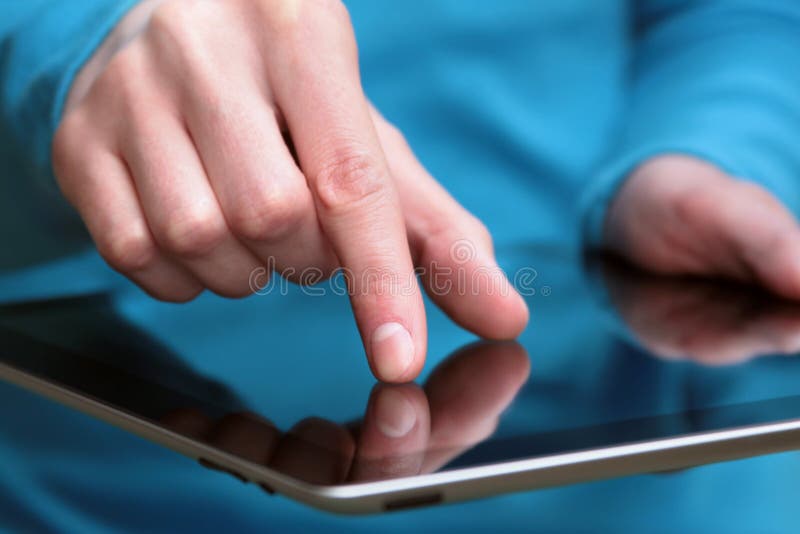 Touching tablet-pc stock image. Image of input, monitor - 20715241