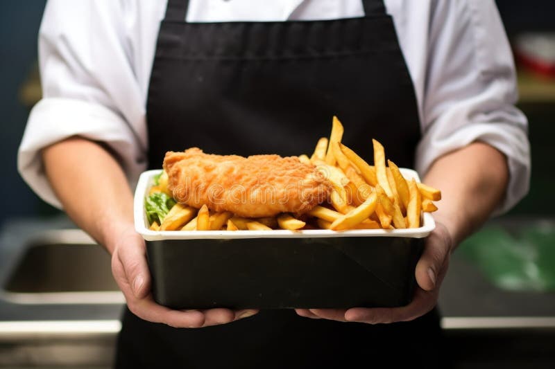 Holding a Take-away Box of Fish and Chips Stock Image - Image of chips ...