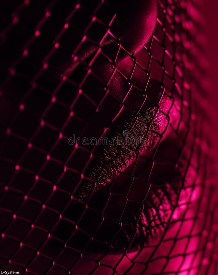 Holding Tennis Racket Pink Light Models Lips Fishnet Veiled Grid ...