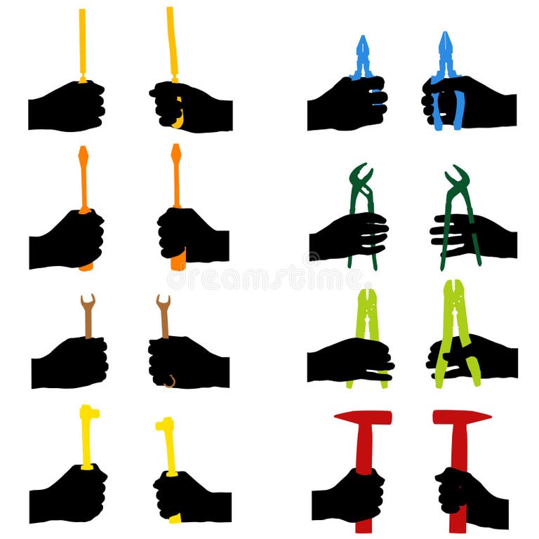 Silhouette Hand Holding Hammer Stock Illustrations, Vectors, & Clipart ...