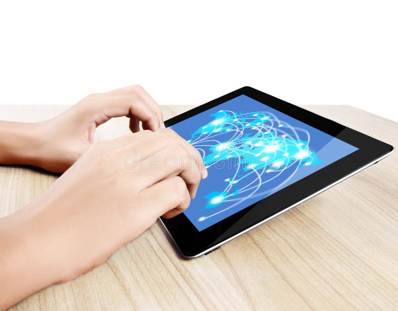 Holding Touch Screen Tablet Stock Illustration - Illustration of ...