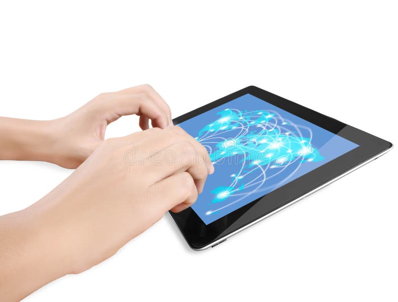 Holding Touch Screen Tablet Stock Illustration - Illustration of ...