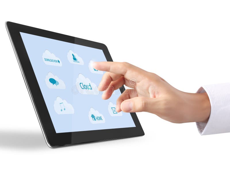 Holding Touch Screen Tablet Stock Illustration - Illustration of ...
