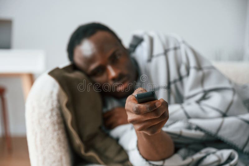 Holding TV Remote Controller. Lying Down Stock Illustration ...