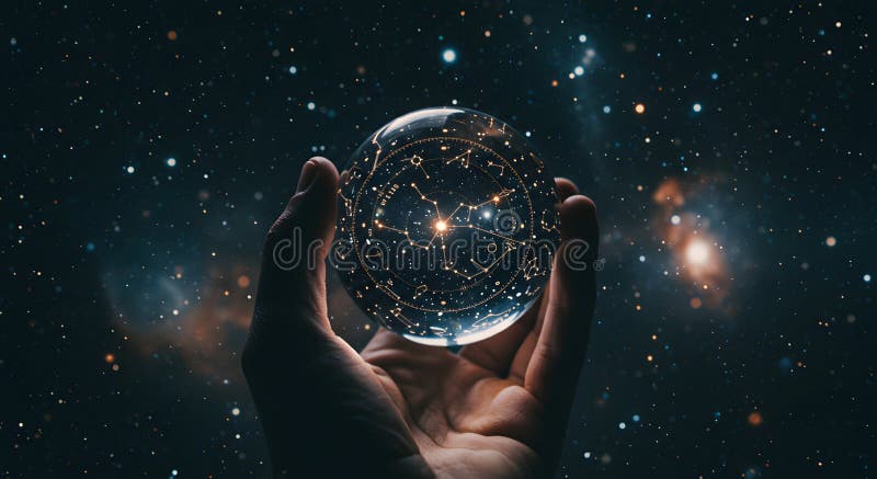 Holding Universe Globe Celestial Sphere with Constellations and Galaxy ...