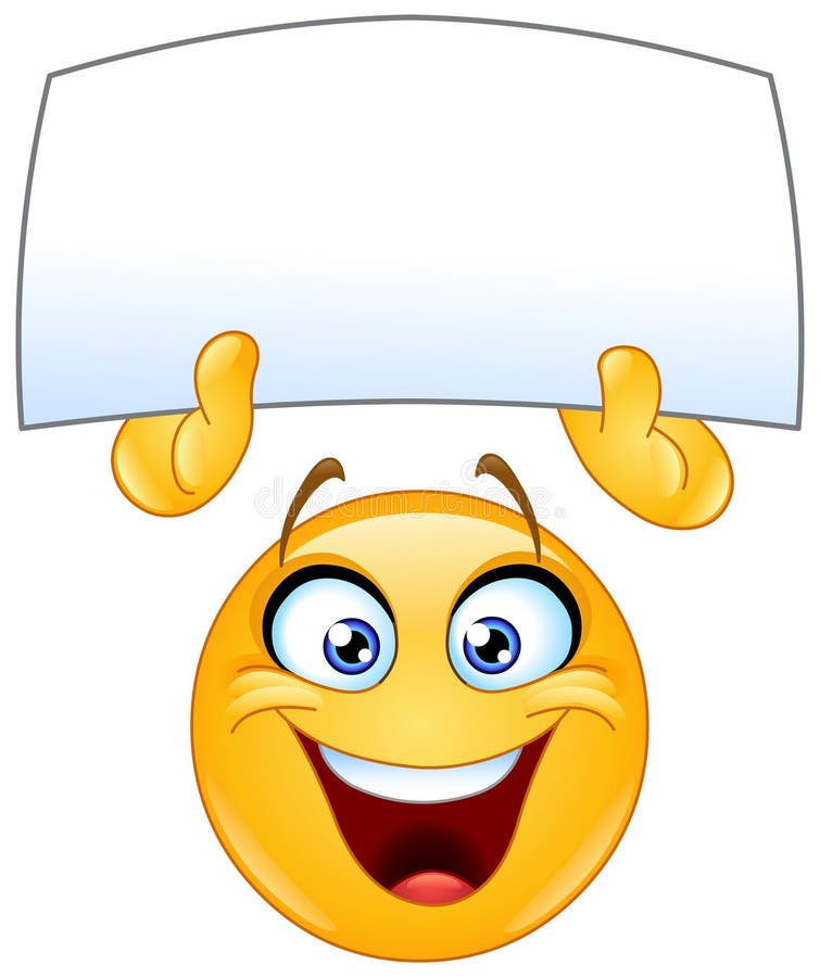 Emoticon with sign stock vector. Illustration of holding - 23508050