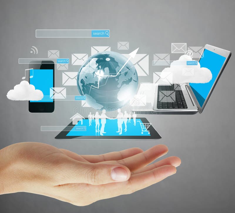 Hand Holding Virtual Icon of Social Network Stock Photo - Image of ...