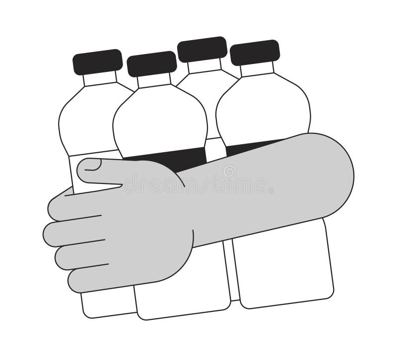 Holding Water Bottles Bw Concept Vector Spot Illustration Stock Vector ... Holding Water Bottles Bw Concept Vector Spot Illustration Stock Vector ...