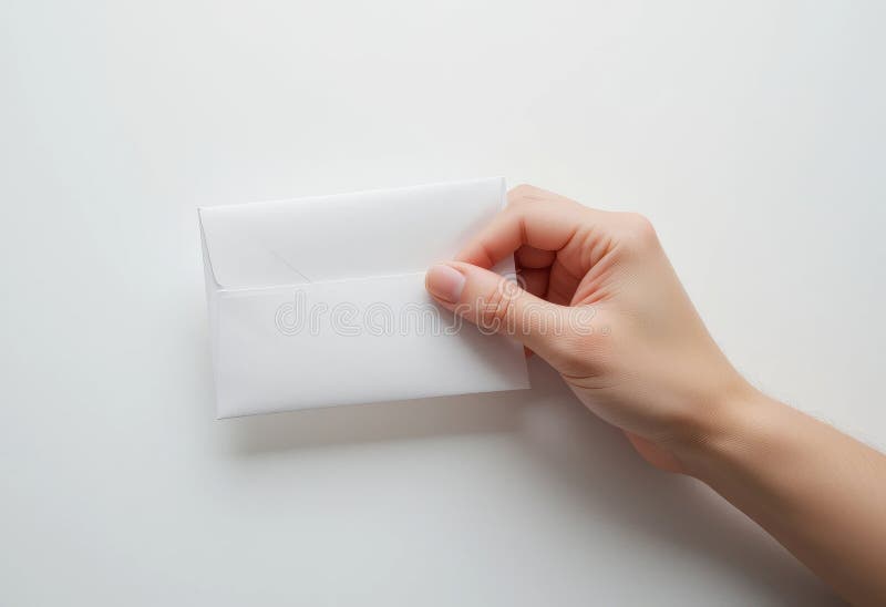 Holding White Envelope by Hand on a White Background, Minimalist Stock ...