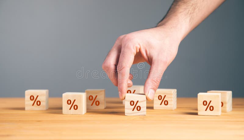 Holding Wooden Blocks with Percent Stock Image - Image of sale, market ...