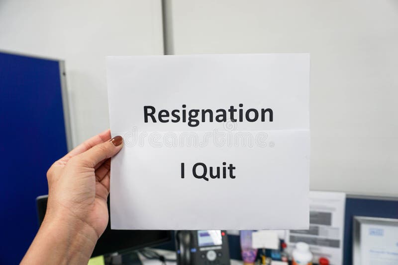 Holding a Word Resignation I Quit in Hand Stock Image - Image of ...