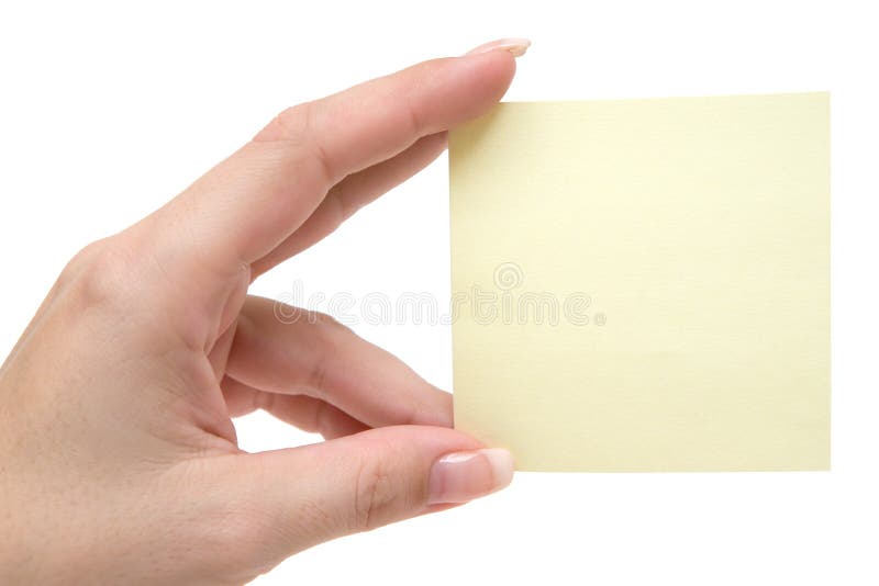 Female Hand Holding a Sticky Note Stock Photo - Image of remind ...