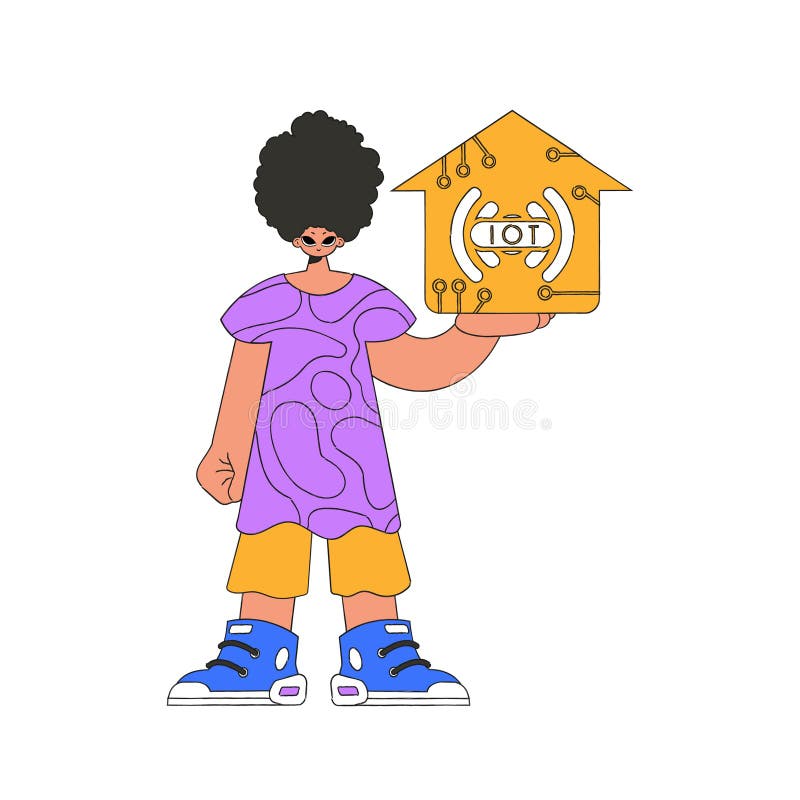 He Holds the Logo of the Internet of Things in His Grip. Stock Vector ...