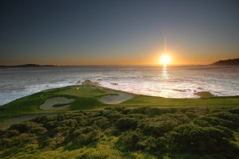 Hole 7, Pebble Beach Golf Links, CA Stock Photo - Image of beach, links ...