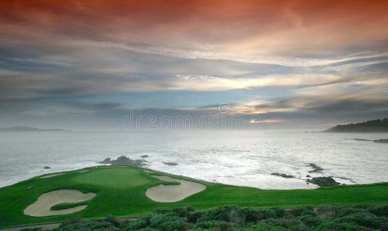 Hole 7, Pebble Beach Golf Links, CA Stock Photo - Image of beach, links ...