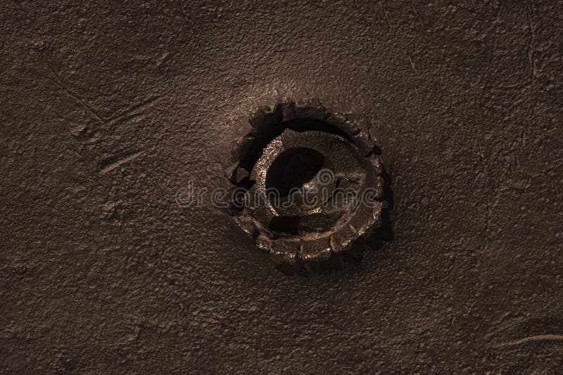 A Hole in the Armored Iron with a Piece of Shell from the Second World ...