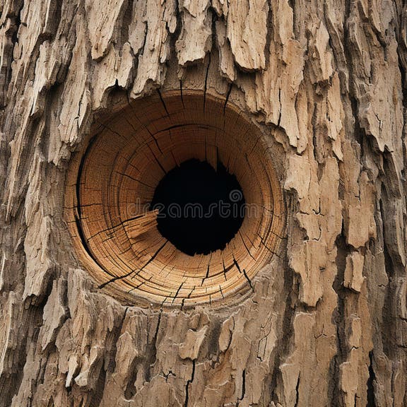 A Hole in the Bark of a Tree in the Form of a Circle Stock Illustration ...