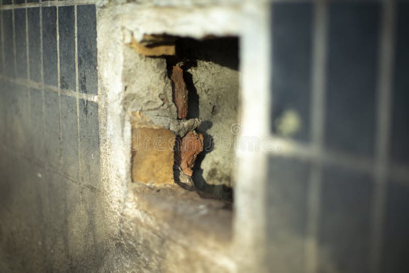 Hole in Basement of House. Hole in Wall Stock Photo - Image of breaking ...