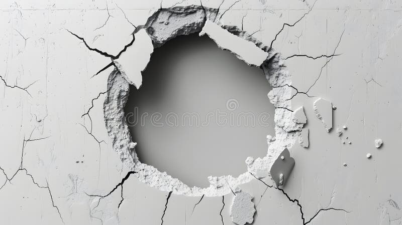 Hole Breaking through White Wall Cut Out Stock Illustration ...