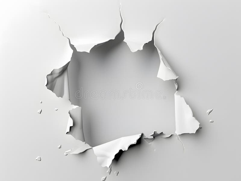 Hole Breaking through White Wall Cut Out Stock Illustration ...