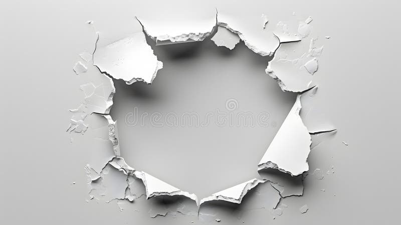 Hole Breaking through White Wall Cut Out Stock Illustration ...