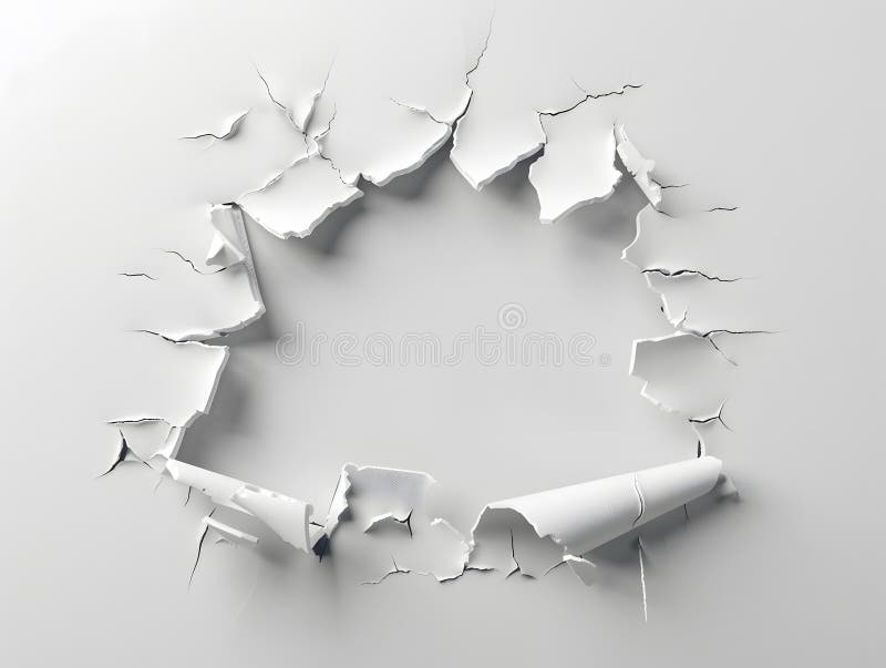 Hole Breaking through White Wall Cut Out Stock Illustration ...