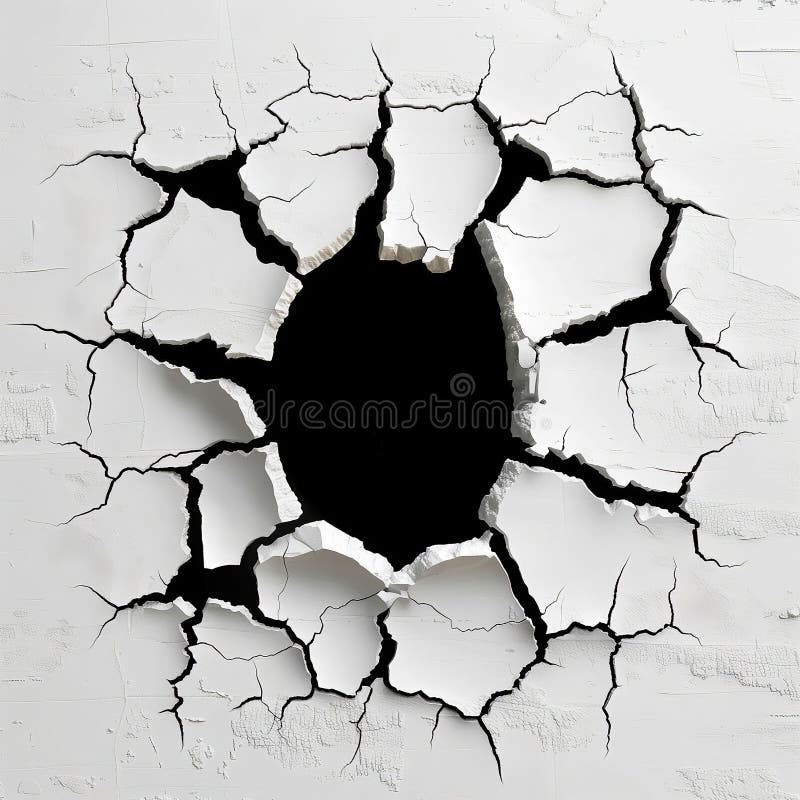 Hole Breaking, Ice Crack, Surface Background, Isolated on White ...