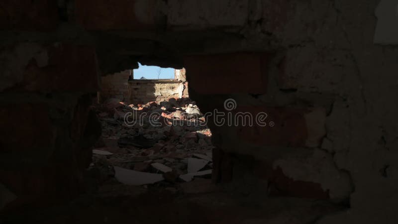 A Hole in a Brick Wall, a Broken and Destroyed Industrial and ...