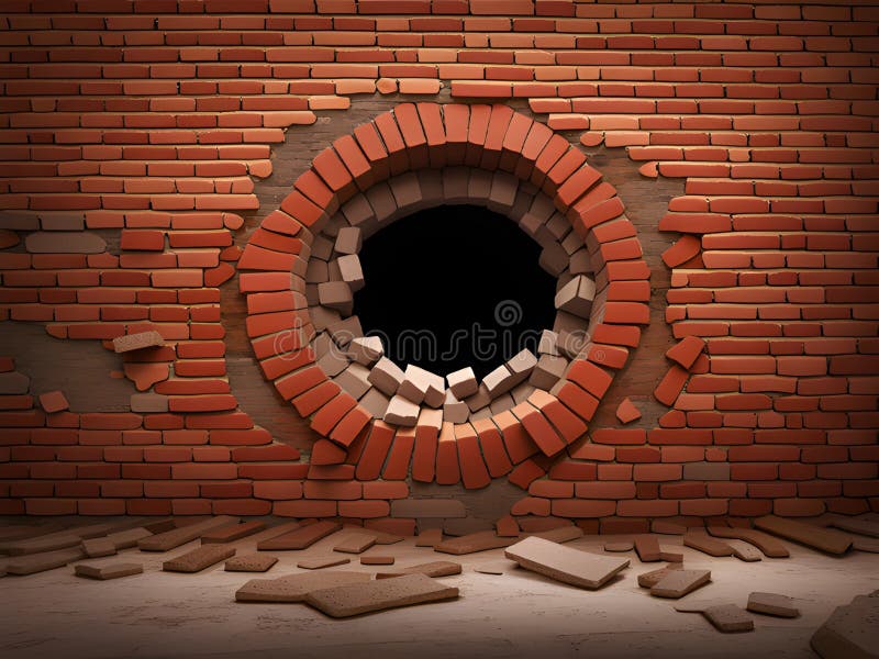Hole in the brick wall stock illustration. Illustration of abstract ...