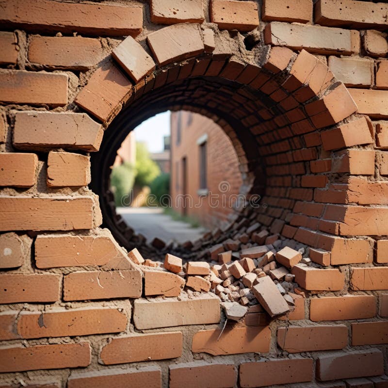 Hole on a Broken Brick Wall Background Stock Illustration ...