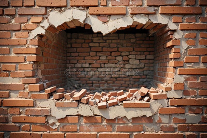 Hole on a Broken Brick Wall Background Stock Illustration ...