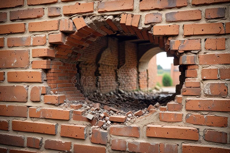 Hole on a Broken Brick Wall Background Stock Illustration ...