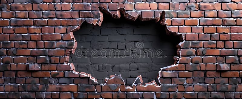 Hole on a Broken Brick Wall Blank Space, 3d Redering Castle Wall Stock ...
