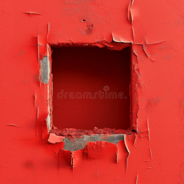 Hole in a Wall. Hole Broken in a Red Wall Stock Illustration - Illustration of broken ...