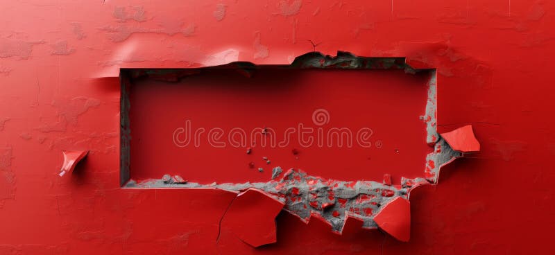 Hole in a Wall. Hole Broken in a Red Wall Stock Illustration ...