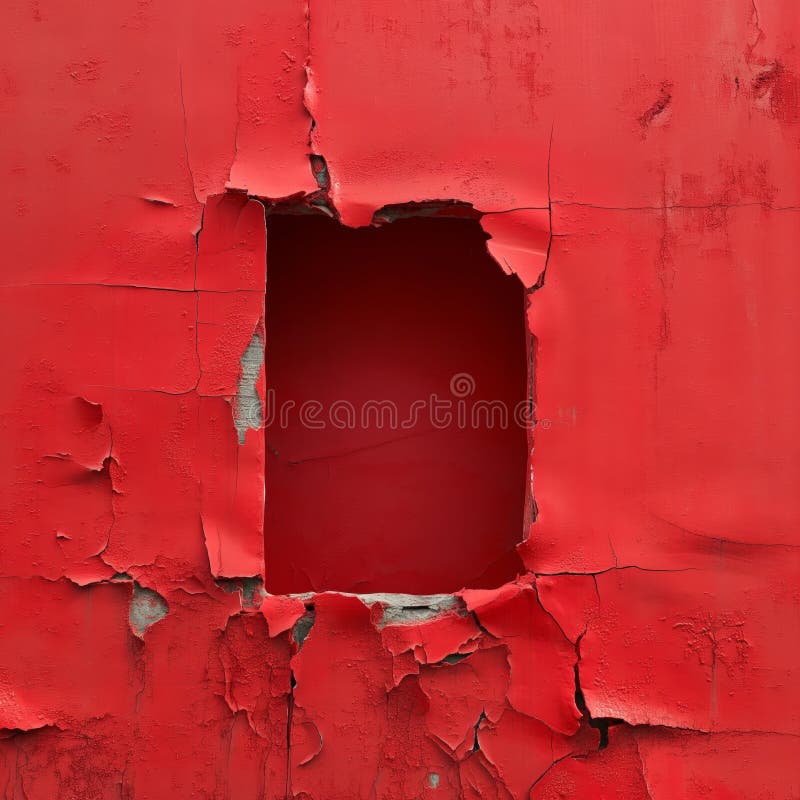 Hole in a Wall. Hole Broken in a Red Wall Stock Illustration ...