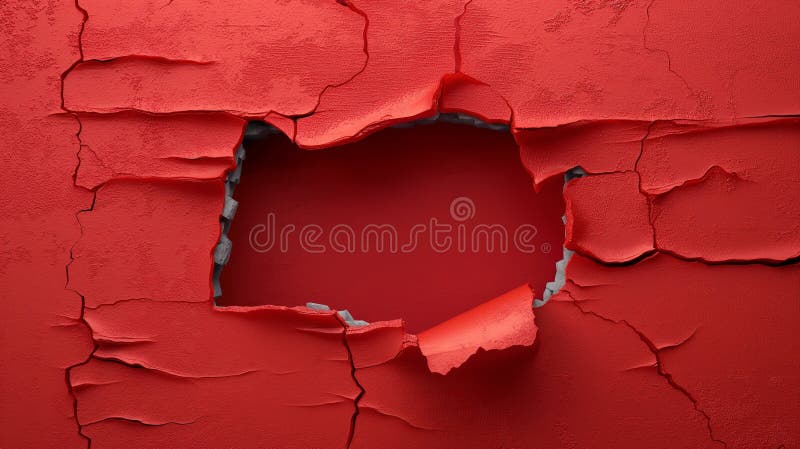 Hole in a Wall. Hole Broken in a Red Wall Stock Illustration ...