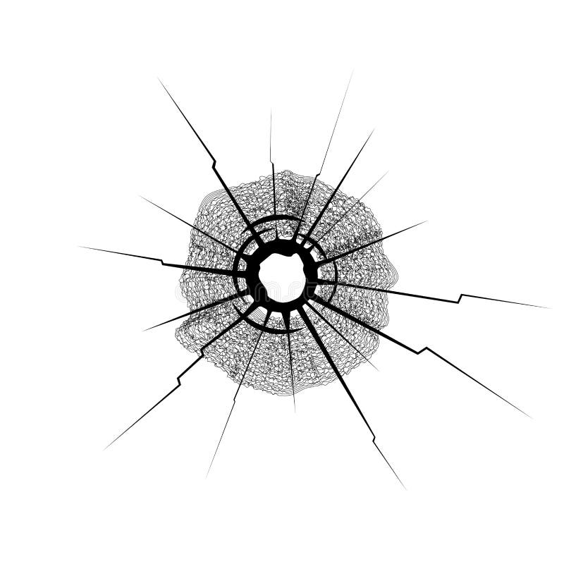 Bullet hole in glass stock vector. Illustration of lines - 29777872
