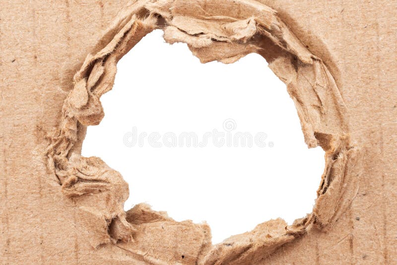 Hole in Cardboard. a Torn Piece of Cardboard or Paper Stock Image ...