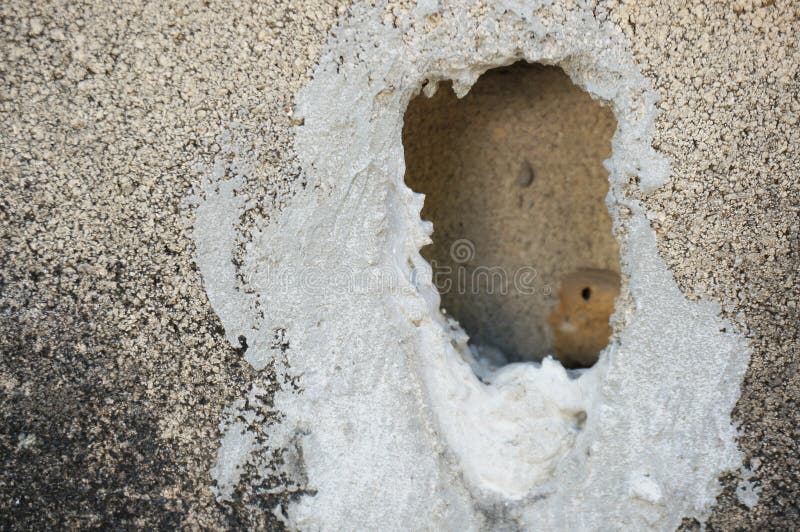 A Hole in Cement Concrete Wall Stock Photo - Image of block, dirty ...