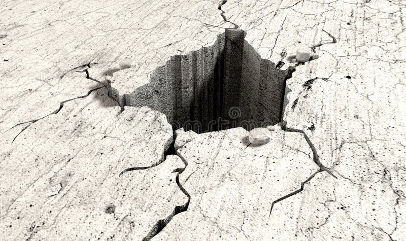Hole in the Cracked Ground Perspective Stock Illustration ...