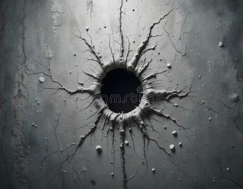 Hole in Cracked Wall with Burst Effect, Gray Concrete Texture Stock ...
