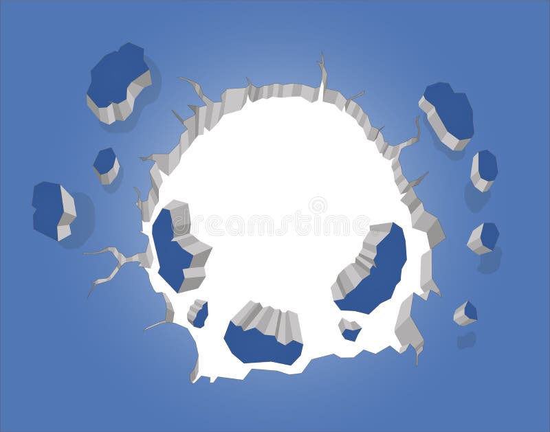Explosion of the Wall with Scattered Fragments Stock Vector ...