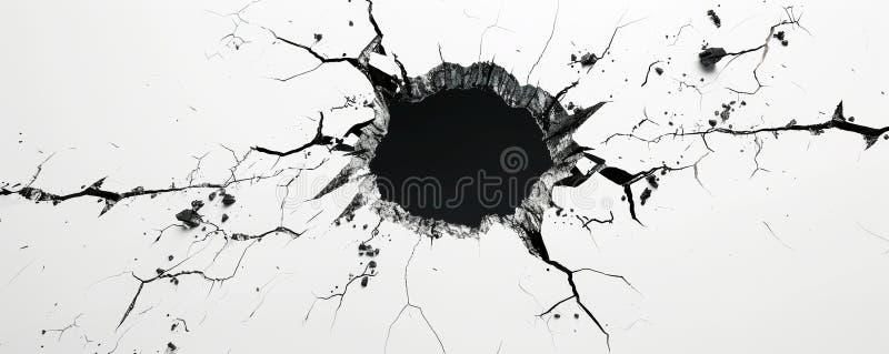 Hole and Cracks on White Background, Abstract Destruction Concept Stock ...