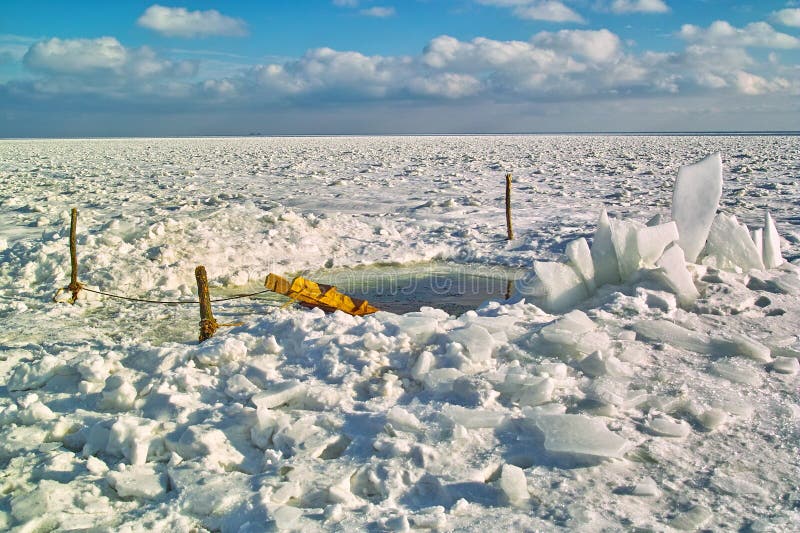 Hole Cut through the Ice of the River Stock Image - Image of water ...
