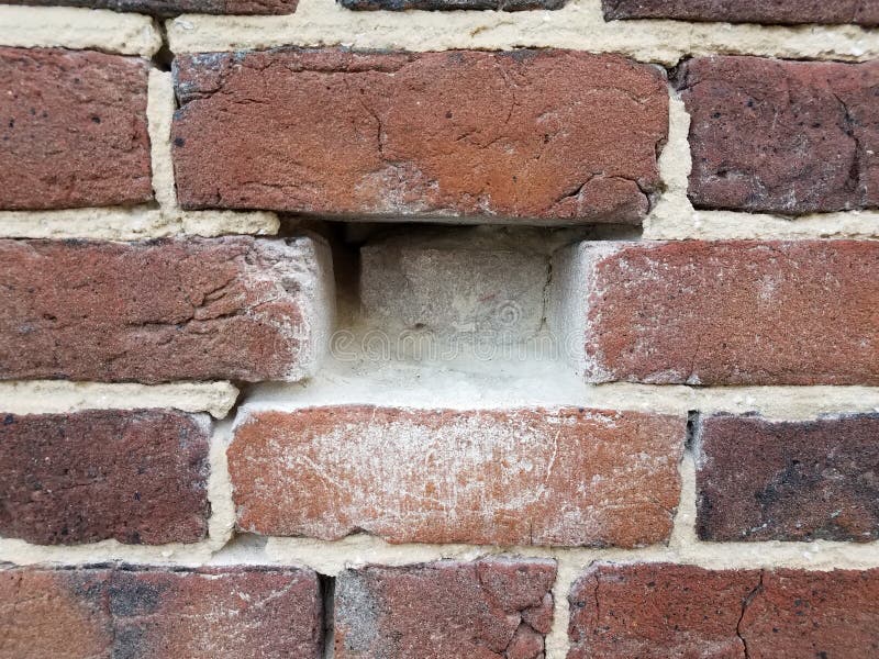 Hole in Damaged Red Brick Wall or Masonry Stock Photo - Image of ...