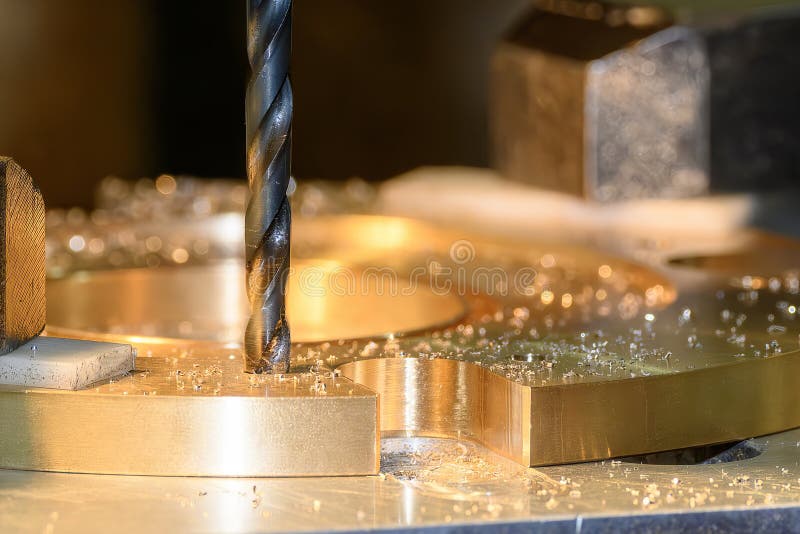 The Hole Drilling Process on NC Milling Machine with Brass Ring Parts ...