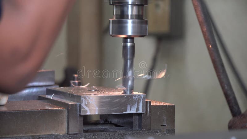 The Hole Drilling Process on NC Milling Machine Stock Video - Video of ...