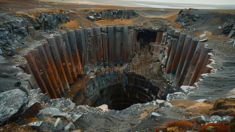 A hole dug into the ground stock image. Image of landscape - 314281525