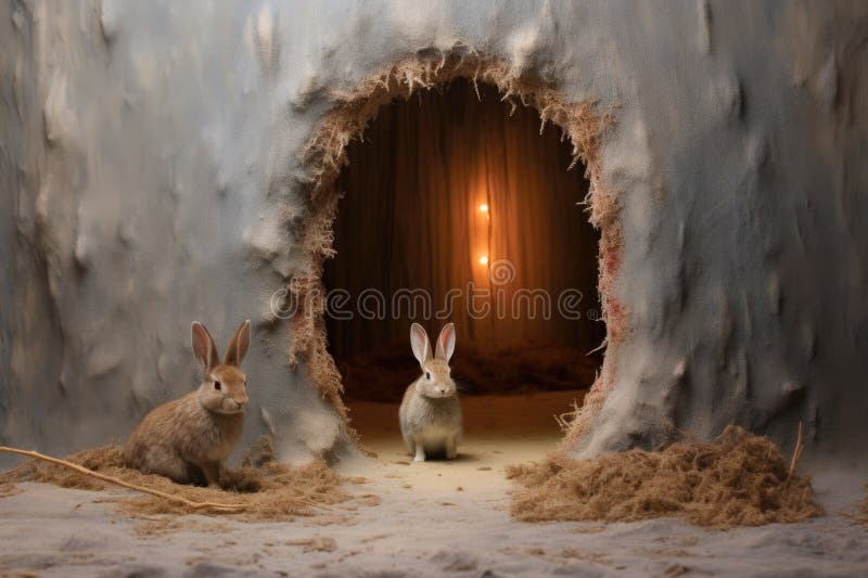 Hole Entrance with Rabbit Fur Traces Stock Illustration - Illustration ...